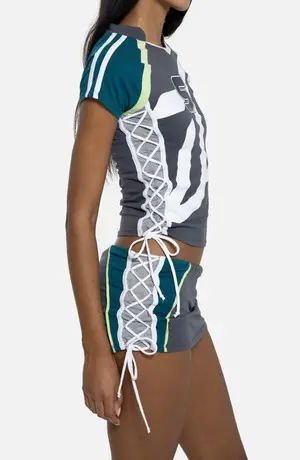 JADED LONDON Lace-up Football Baby Tee
