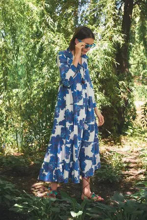 RO'S GARDEN Eenika Print Tiered Maxi Dress