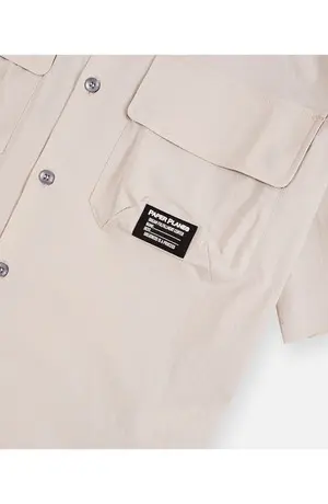 PAPER PLANES Utility Short Sleeve Button-up Shirt - Sand