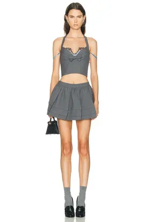 SHUSHU/TONG Halter Bow Detail Cropped Cami Top