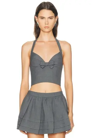 SHUSHU/TONG Halter Bow Detail Cropped Cami Top