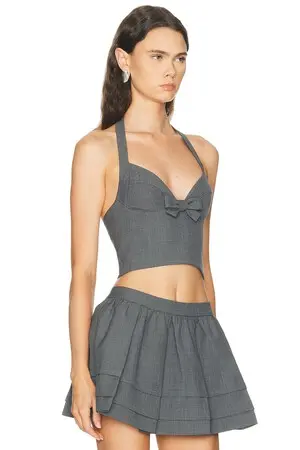 SHUSHU/TONG Halter Bow Detail Cropped Cami Top