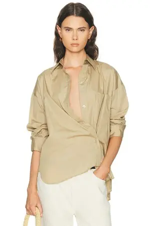 TWP Earl Button Down Top - Olive Grey
