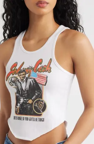 MERCH TRAFFIC Johnny Cash Bandana Graphic Cropped Tank Top