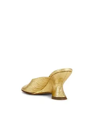 Dries Van Noten Metallic Embossed Leather Mule Sandals - Gold