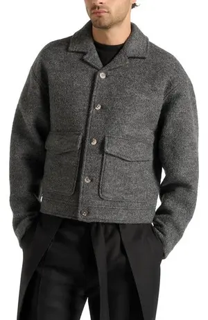 Manière De Voir Maniere De Voir Aurel Wool Jacket With Revere Collar - Grey