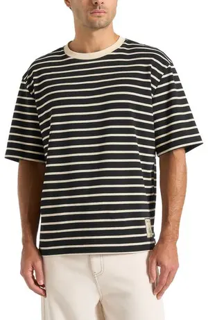 Manière De Voir Striped Relaxed Fit Cotton T-shirt - Black/cream