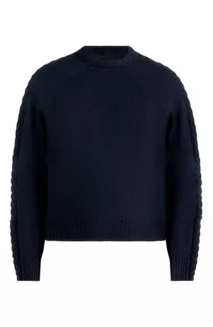 Manière De Voir Textured Raglan Knit Jumper - Navy