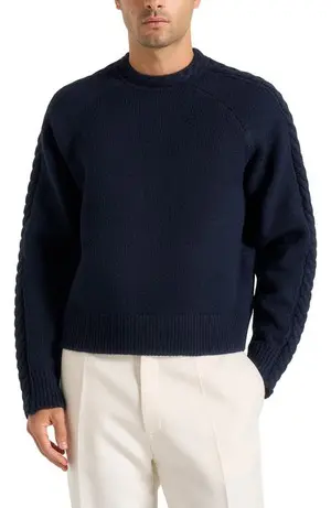 Manière De Voir Textured Raglan Knit Jumper - Navy