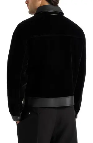 Manière De Voir Tony Velvet & Leather Contrast Bomber Jacket