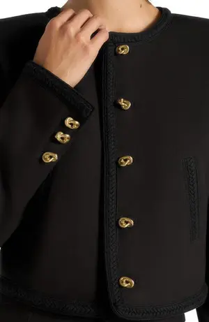 Manière De Voir Maniere De Voir Cropped Tailored Jacket With Braided Trim