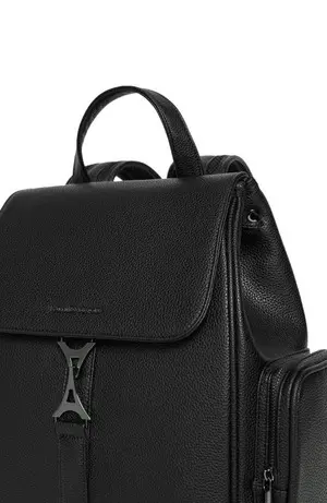 Manière De Voir Maloe Pebbled Leather Eiffel Clasp Backpack