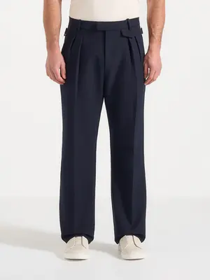 Manière De Voir Pierre Relaxed Fit Pleated Tailored Trousers - Navy