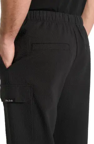 Manière De Voir Textured Cotton Cargo Trousers - Black