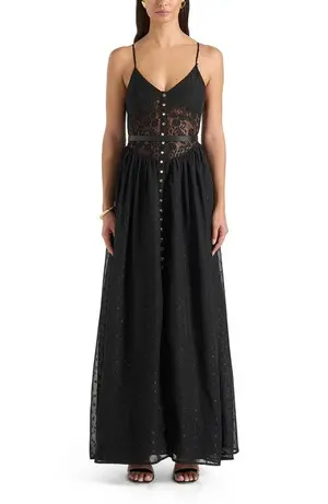 Manière De Voir Rosie Lace Corset Maxi Dress - Black