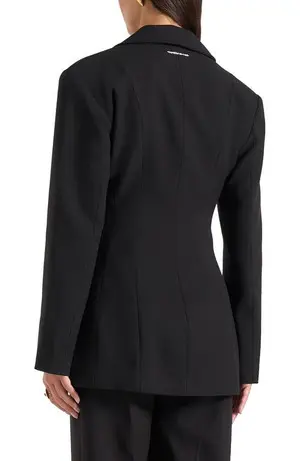 Manière De Voir Manier De Voir Claire Wide Shoulder Cinch Waist Blazer - Black