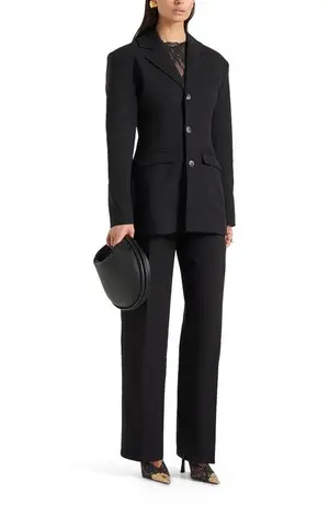 Manière De Voir Manier De Voir Claire Wide Shoulder Cinch Waist Blazer - Black