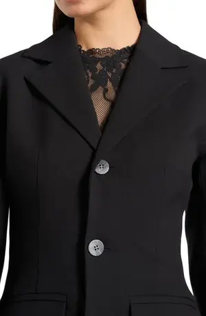 Manière De Voir Manier De Voir Claire Wide Shoulder Cinch Waist Blazer - Black