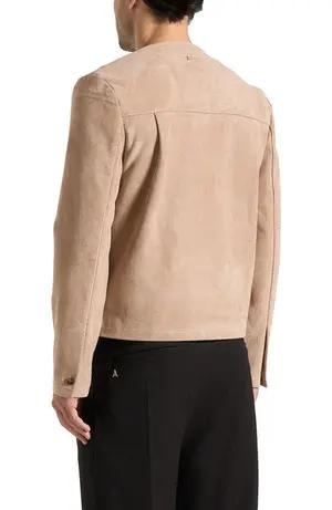Manière De Voir Suede Zip Jacket With Contrast Stitching - Beige