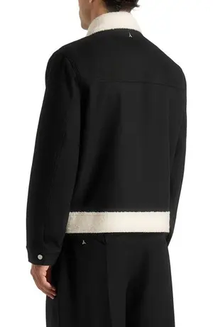 Manière De Voir Keith Twill Contrast Jacket With Wool Detailing