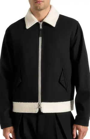 Manière De Voir Keith Twill Contrast Jacket With Wool Detailing