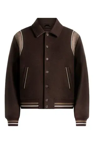 Manière De Voir Contrast Wool Varsity Jacket - Brown