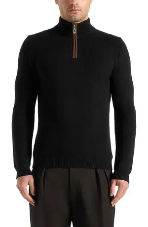 Manière De Voir Quarter Zip Knit Jumper With Contrast Detailing