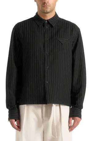 Manière De Voir Arlo Pinstripe Cropped Long Sleeve Shirt