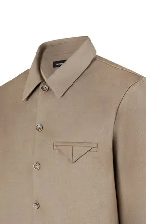 Manière De Voir Leo Hatched Tailored Long Sleeve Overshirt - Khaki