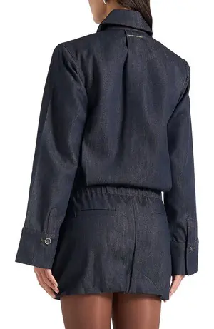 Manière De Voir Denim Cargo Shirt Mini Dress