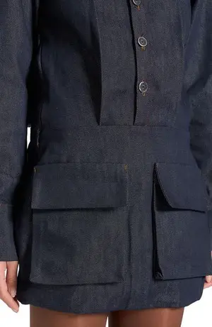 Manière De Voir Denim Cargo Shirt Mini Dress