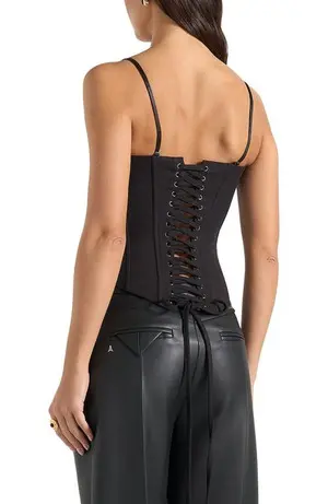 Manière De Voir Scarlett Tailored Corset With Lace-up Back - Black