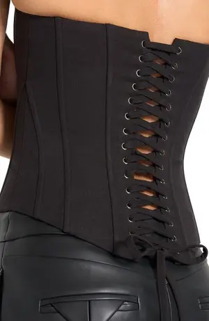 Manière De Voir Scarlett Tailored Corset With Lace-up Back - Black