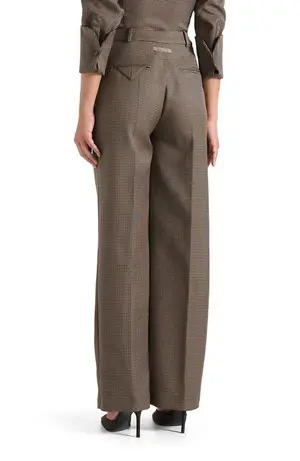 Manière De Voir Maniere De Voir Julie Houndstooth Twin Pleat Trousers - Brown