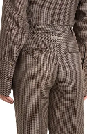 Manière De Voir Maniere De Voir Julie Houndstooth Twin Pleat Trousers - Brown