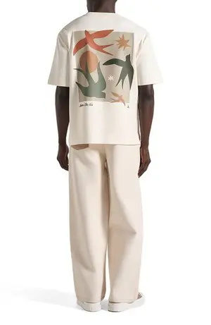 Manière De Voir Thibault Bird Detail Cotton T-shirt - Cream
