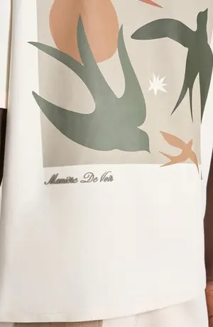 Manière De Voir Thibault Bird Detail Cotton T-shirt - Cream