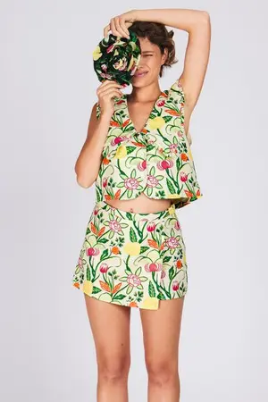 RACHEL ANTONOFF Georgia Top With Floral Embroidery