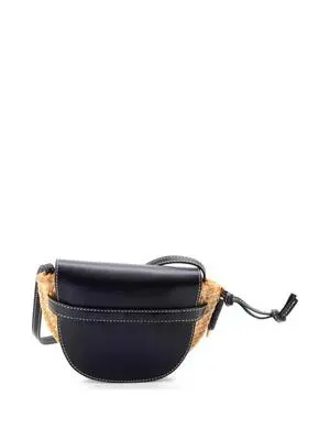 Loewe Gate Raffia Mini Crossbody Bag - Black