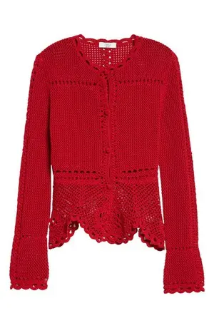 Erdem Open Knit Peplum Cardigan