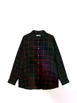 STUDIO TOMBOY Checkered Textured Oversized Shirt - Brown