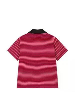 STUDIO TOMBOY Striped Short-sleeve Polo Shirt With Contrast Collar - Red