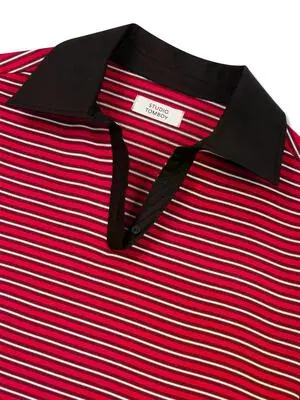 STUDIO TOMBOY Striped Short-sleeve Polo Shirt With Contrast Collar - Red