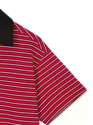 STUDIO TOMBOY Striped Short-sleeve Polo Shirt With Contrast Collar - Red
