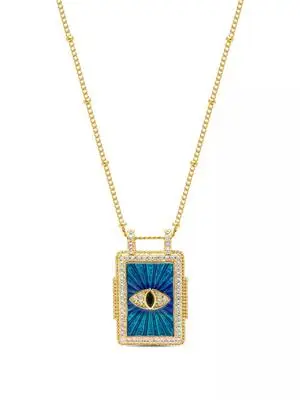 NIALAYA JEWELRY Tone Evil Eye Pendant Necklace With Crystal Embellishment - Gold