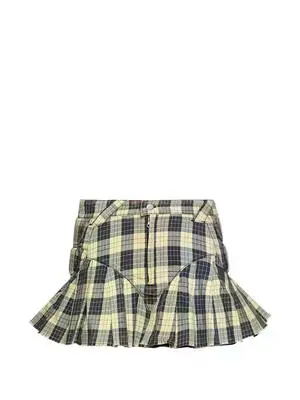 Natasha Zinko Upcycled Pleated Skirt With Check Pattern - Yellow