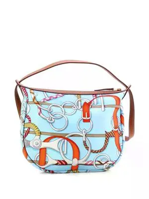 Hermès Sursoie To Go Pouch Printed Silk And Leather Crossbody Bag - Blue