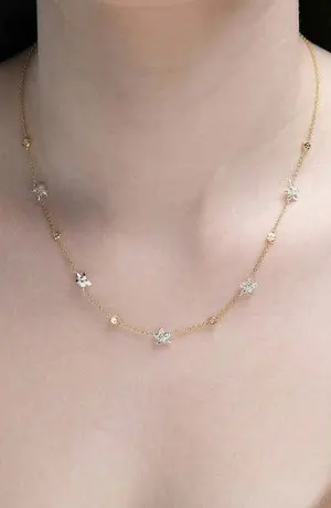 YOJ Gold Plated Flower Chain Necklace