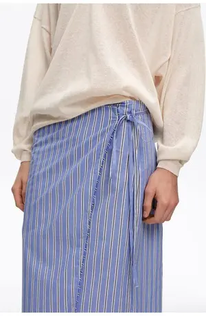 Bimba Y Lola Cotton Striped Sarong Midi Skirt