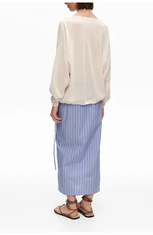 Bimba Y Lola Cotton Striped Sarong Midi Skirt